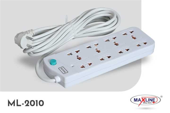 Multi Plug Maxline ML-2010 Multiplug 8 Port Extention Socket White ...