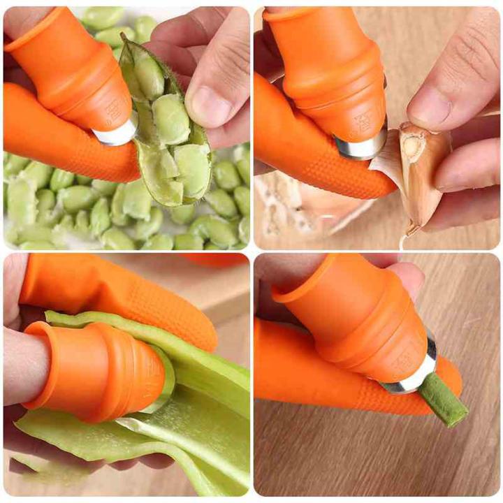 Silicone Vegetable And Fruits Thumb Cutter Finger cutter 5 in 1 | Daraz ...