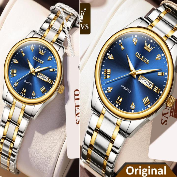OLEVS 5563 Silver And Golden Two-tone Stainless Steel Analog Wrist ...