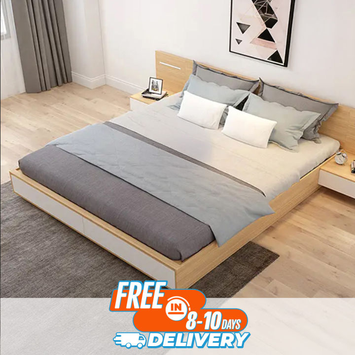 Andormahal MDF Stylish Single Box Khat/Bed with two adjacent side table ...