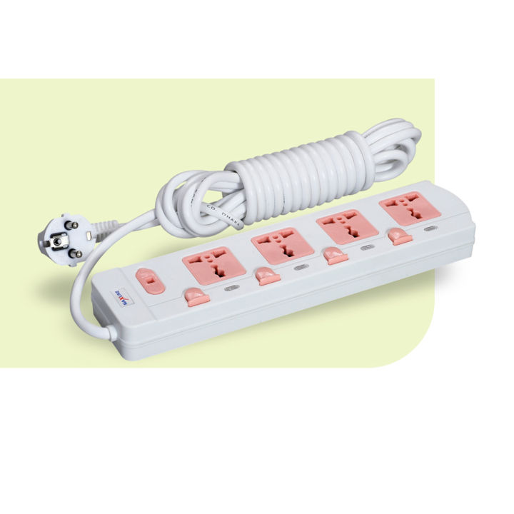 Maxline 4 Gang Multi Extension Socket Model: ML-348-2pin plug/5 Miter ...