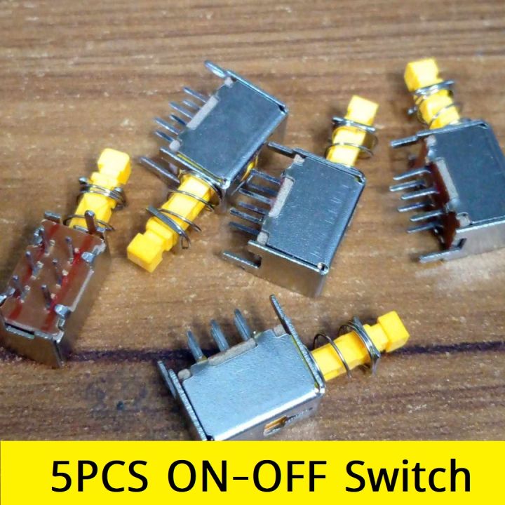 5Pcs- PS-22E05 Metal Body ON-OFF Switch 0.3A DC 50V 6 Pin Self Lock ...
