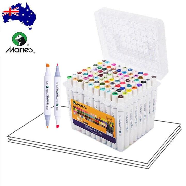 Marie's Dual Tip Colored Art Markers with Carrying Storage Box ...
