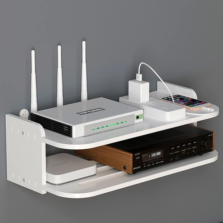TV Stands Router Rack Wall Mount WiFi Router Stand 2 Tiers Set-top Box ...