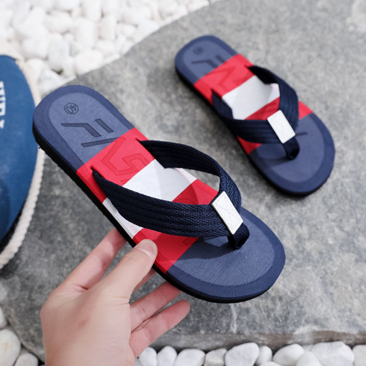 Summer new color matching trend men's flip-flops fashion casual indoor ...