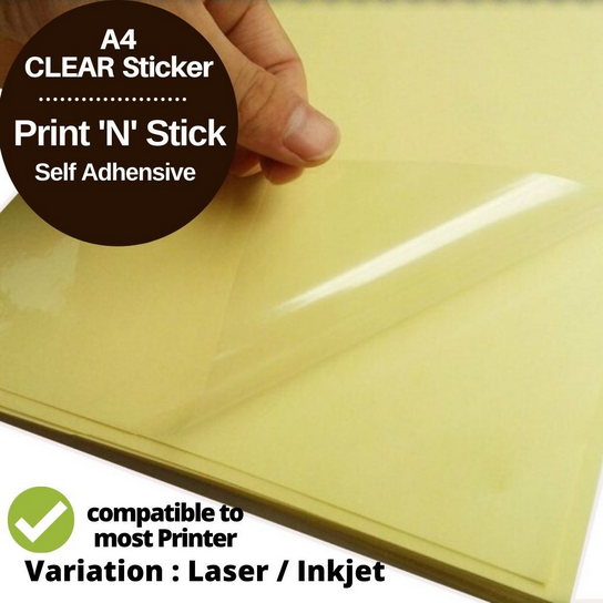 20 Pcs Clear Sticker Paper for Laserjet Inkjet Transparent Glossy ...