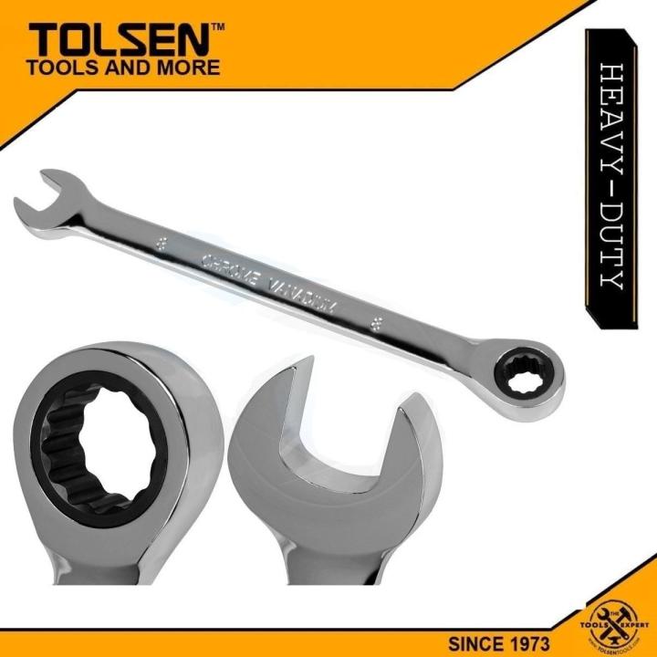 TOLSEN 08mm Ratchet Gear Spanner Fixed Head Combination Wrench Cr-V ...