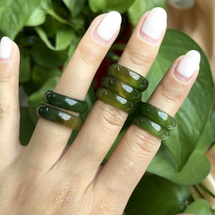 chinese natural stone real green jade Ring Natural Stone Jade Ring for ...