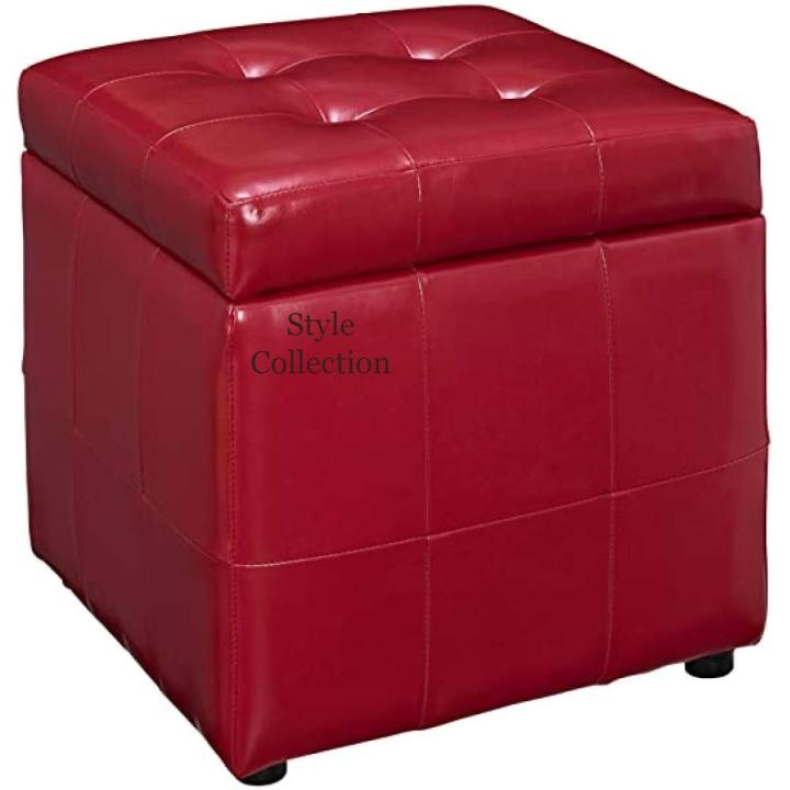 Square Leather Single Stool/Mora-Red Color | Daraz.com.bd