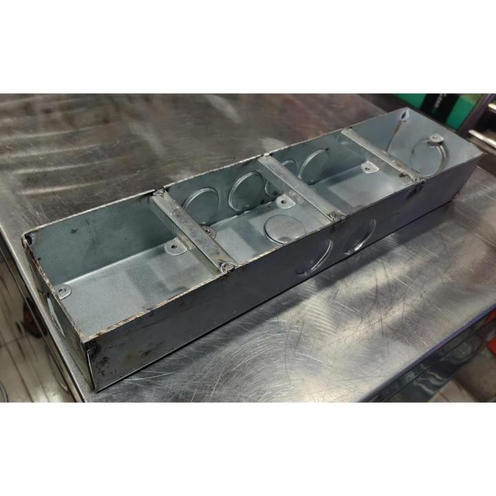 Four Gang Steel Junction Box For Electrical Wiring Square Edge Silver ...