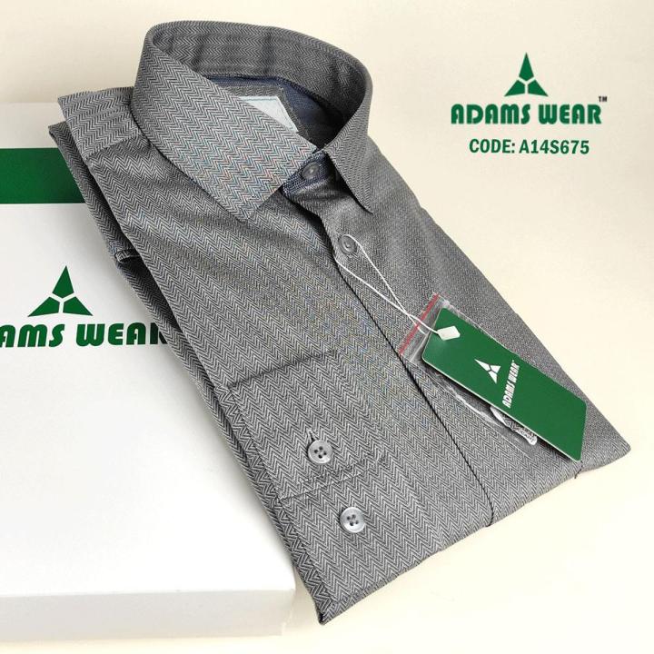 Adams Wear 100% Cotton Ash Herringbone Formal Shirt | Daraz.com.bd