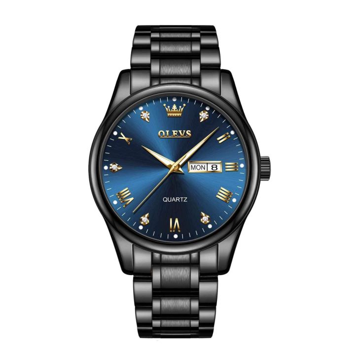 Olevs 5563 Black Stainless Steel Analog Wrist Watch For Men | Daraz.com.bd