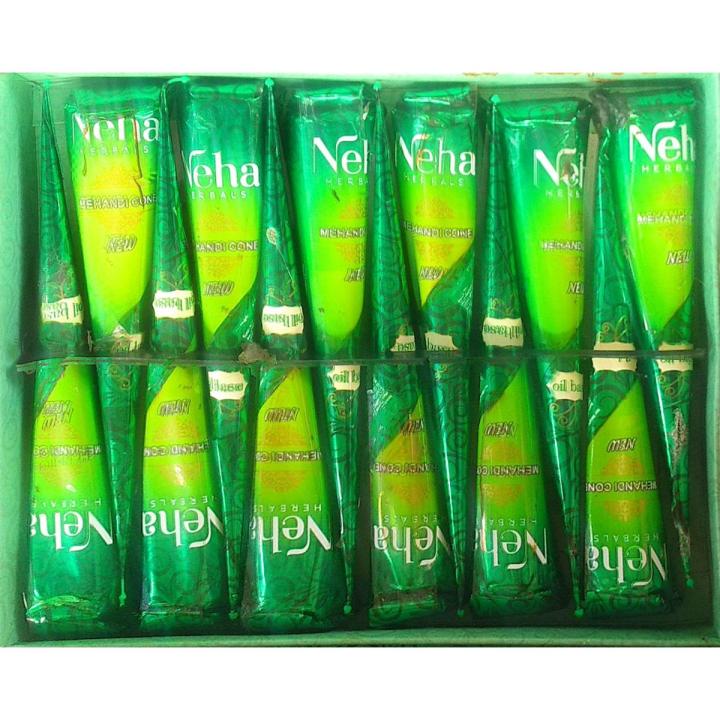 12 pieces Neha Green Henna Mehedi (25 grams) - 12 Piece cones or 1 ...