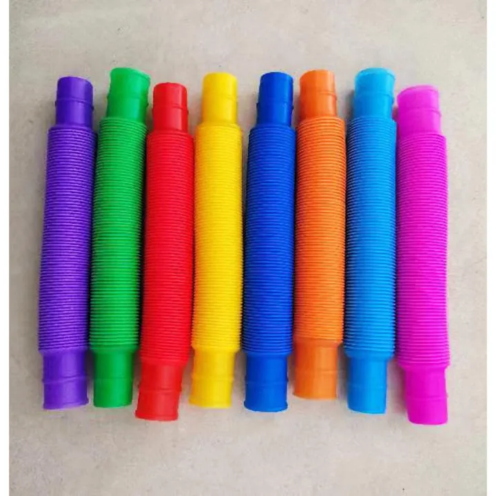 8 Pcs Colorful Pop Telescopic Tube Stretching Corrugated Tube Children ...