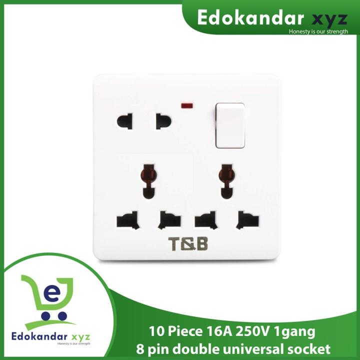 16A 250V 1gang 8 pin double universal socket | Daraz.com.bd