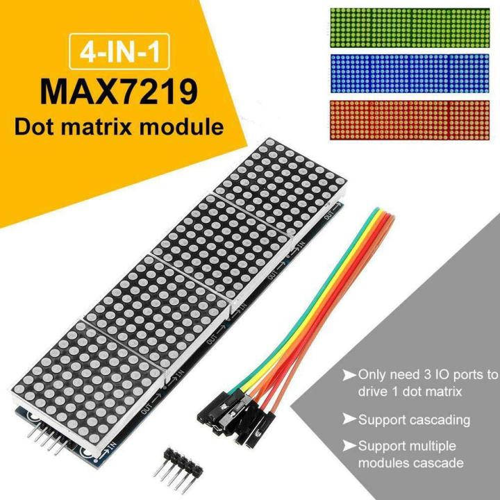 Max7219 Dot Matrix Module For Arduino Microcontroller 4 In One Display With 5p Line Solar