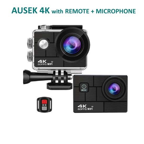 NEW 2025 AUSEK AT-S9R ACTION CAMERA GO PRO MOTOVLOG 4K/60FPS EIS Remote Control Wifi Waterproof ...