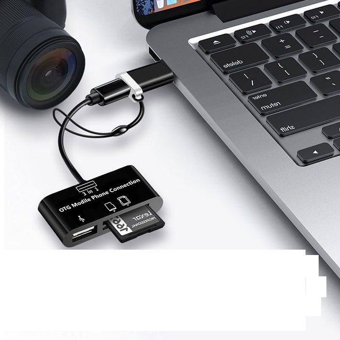 3 In 1 Mobile OTG Card Reader For Micro USB Port And Type-C input ...