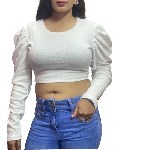 Long Sleeve Crop Tops Blouse for Women | Daraz.com.bd