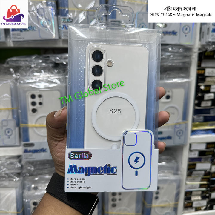 For Samsung Galaxy S25 Berlia Transparent Magnatic Magsafe Anti Yellow ...