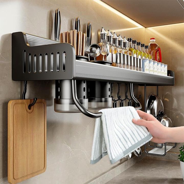 Kitchen Wall-mounted Spice Racks Multifunctional Storage Rack Punch ...