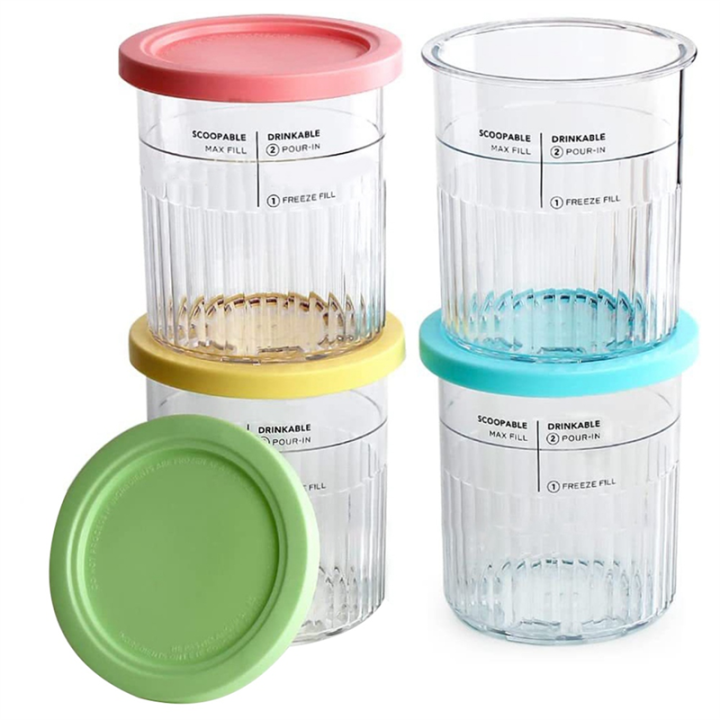 4PCS Ice Cream Pints Cup Ice Cream Pint Storage for Ninja Creami NC500 ...