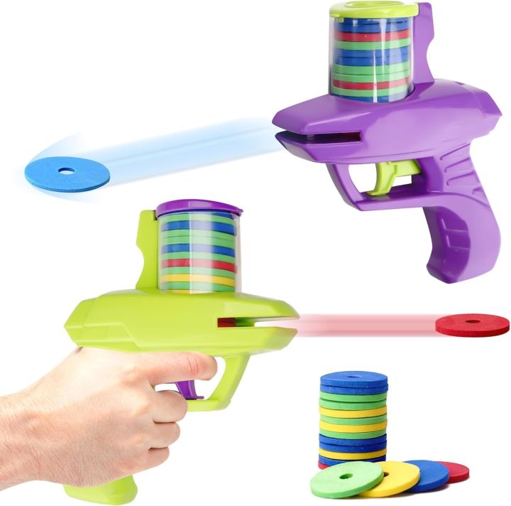 Disk Shooter Toy Guns with 4 Gun and 15 Flying Disks Each, Outdoor ...