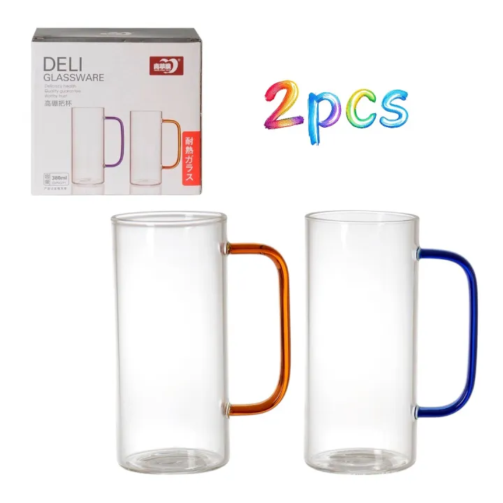 Heat-Resistant Glass Mug Set 380ml - Lightweight Borosilicate Tea ...