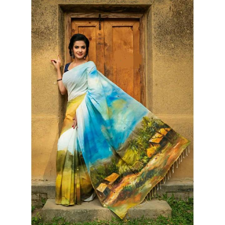 Hand Print New Excellent Collection Sarees, Fashionable, Stylish and ...