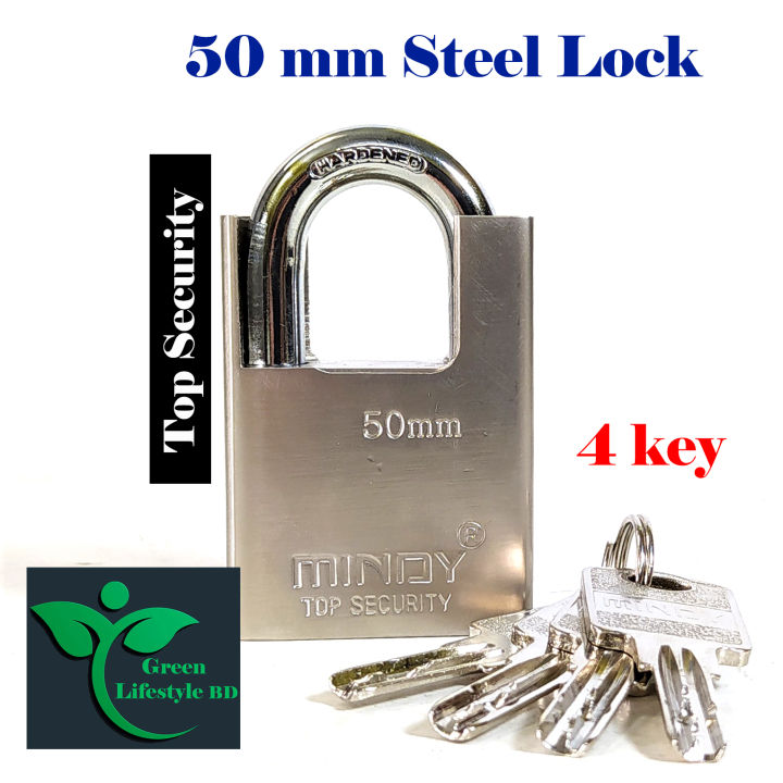 50mm Mindy High and Top Security Anti-Theft Hard Steel 4 Key Padlock ...