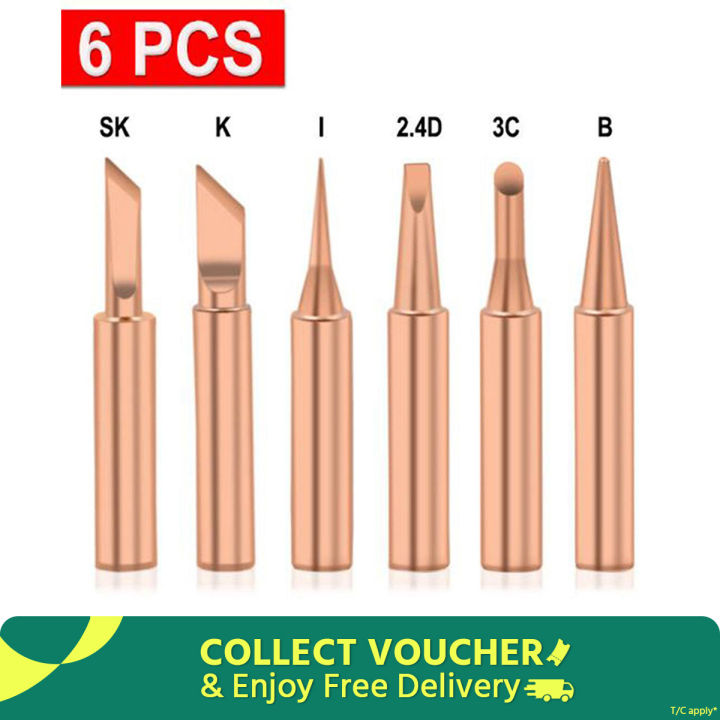 5/6pcs Pure Copper 900M-T Solder Iron Tip Lead-free Solder Tip Welding ...