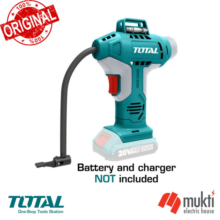 TOTAL Tools DC 20V 150PSI/10BAR Lithium-Ion Auto Air Compressor ...