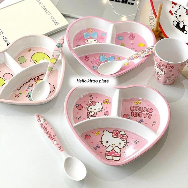 New Kawaii Hello Kittys Plate My Melody Cartoon Cute Girl Heart High ...