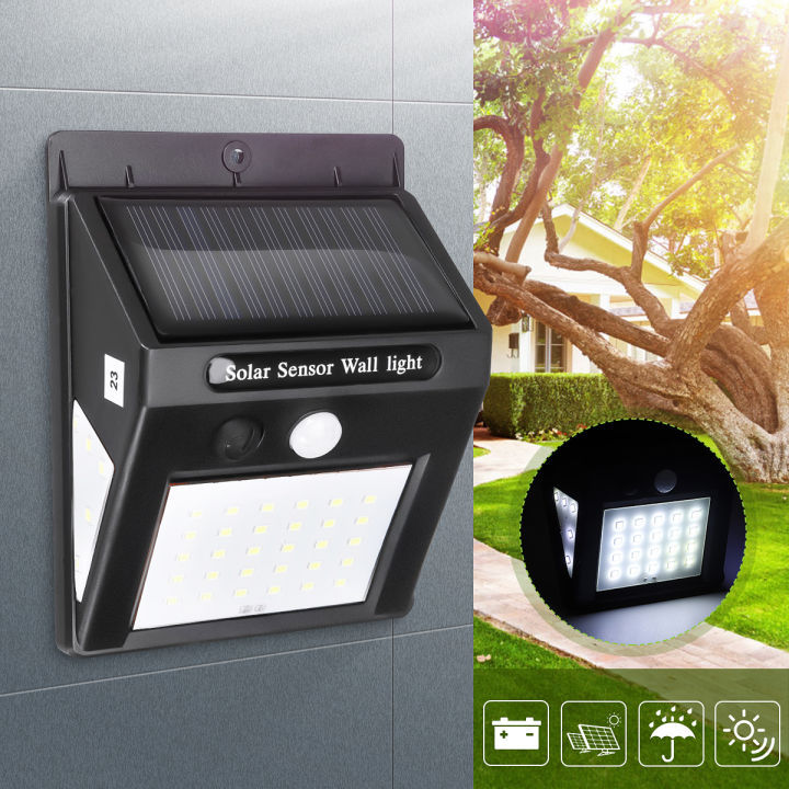 Solar Power 30 LED PIR Motion Sensor Wall Light Waterproof Outdoor Path ...