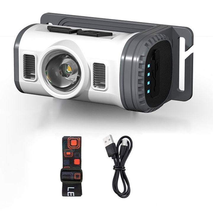 LED Headlamp Flashlight Rechargeable Red and Blue Warning Headlight ...