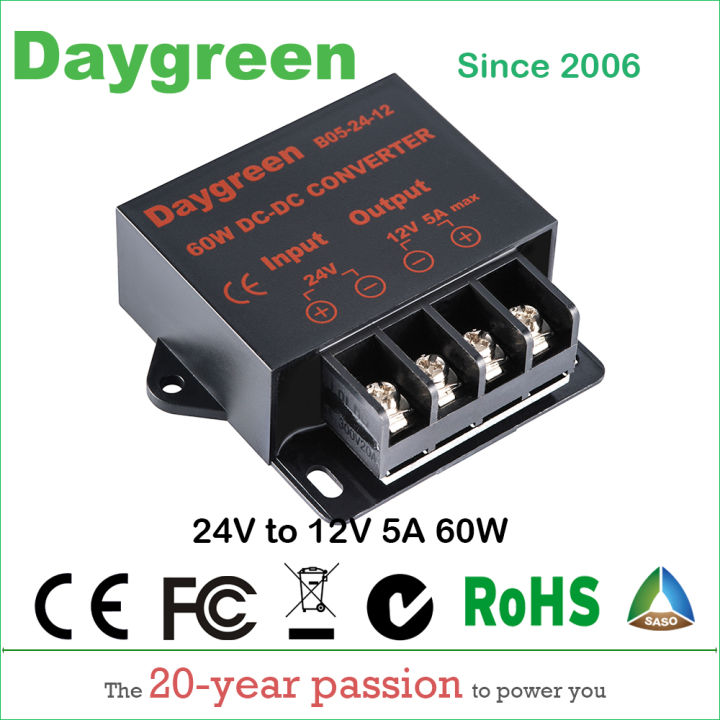24VDC TO 12VDC 5AMP 60W DC DC Converter Regulator Car Step Down Reducer ...