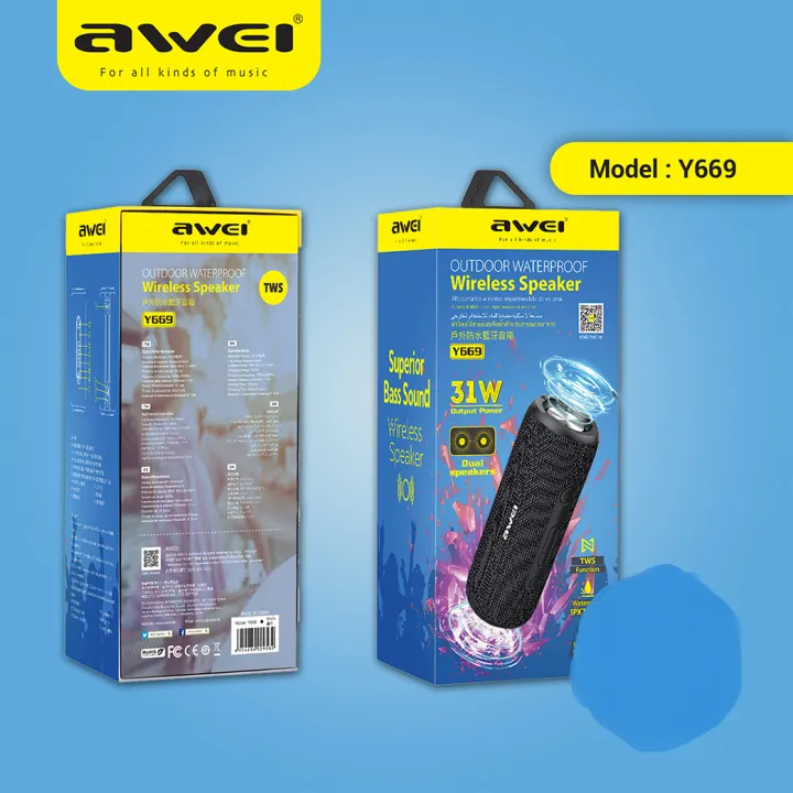 Awei Y669 Box 31 Watt Outdoor Sports Portable Bluetooth 5.0 Speaker ...