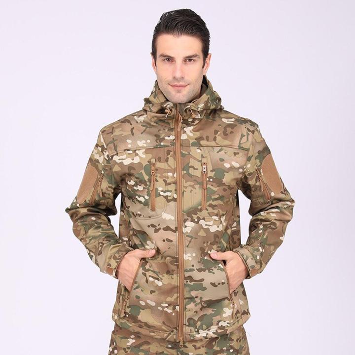 Soft Shell Camo Military Tactical Fleece Jacket Men Winter Waterproof ...