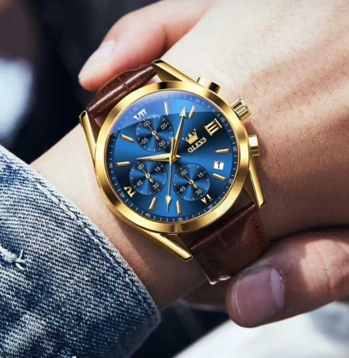 OLEVS High Quality Leather olives Hand watch for men | Daraz.com.bd