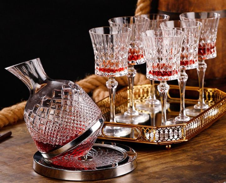 6 pcs French Goblet European Crystal Glass Banquet Grape Wi-ne Glass ...