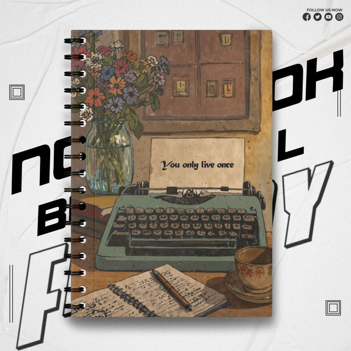Notebook Vintage Theme Aesthetic 90s Typewriter Design Rise360 Writing ...
