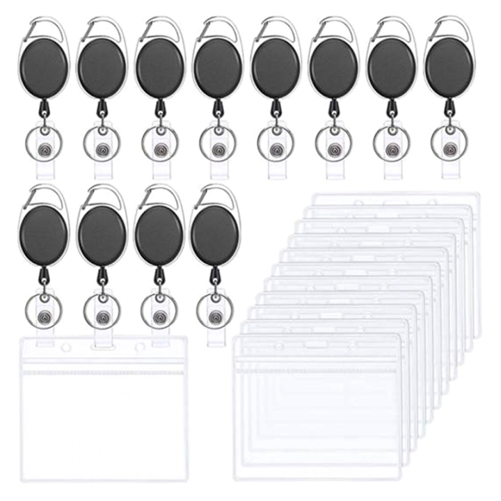 1 SET ID Badge Holder with Clip Badge Reels Retractable Heavy Duty ...