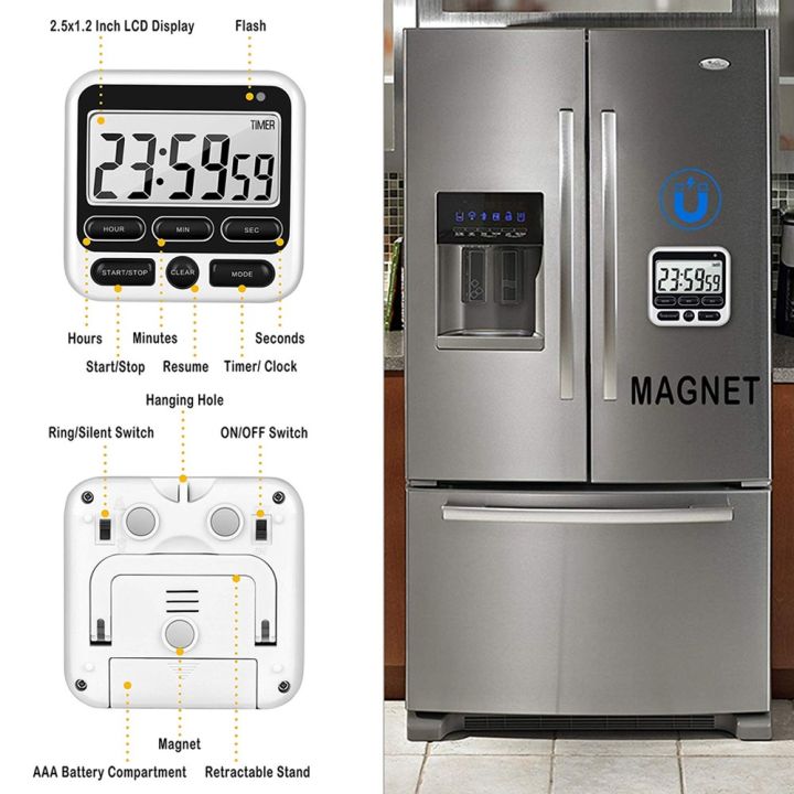 Large Stopwatch Clock Cooking Count Up Countdown Large Display Kitchen ...