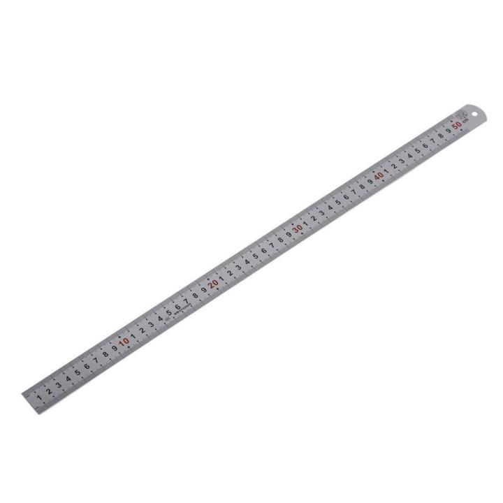 Double Side Scale Stainless Steel Straight Ruler Measuring Tool 50cm ...