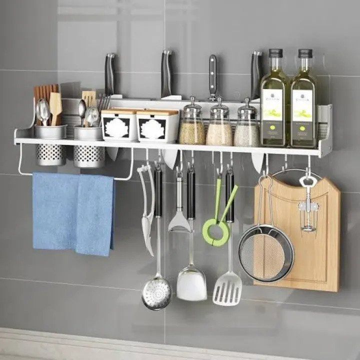 Wall Mounted Kitchen Rack Aluminum Kitchen Rack of Wall Shelf | Daraz ...