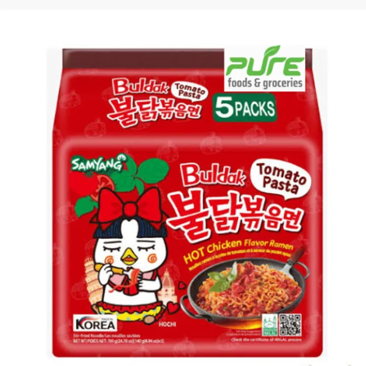 Buldak Tomato Pasta Hot Chicken Flavor Ramen 700g (Family Pack) 5 Packs ...