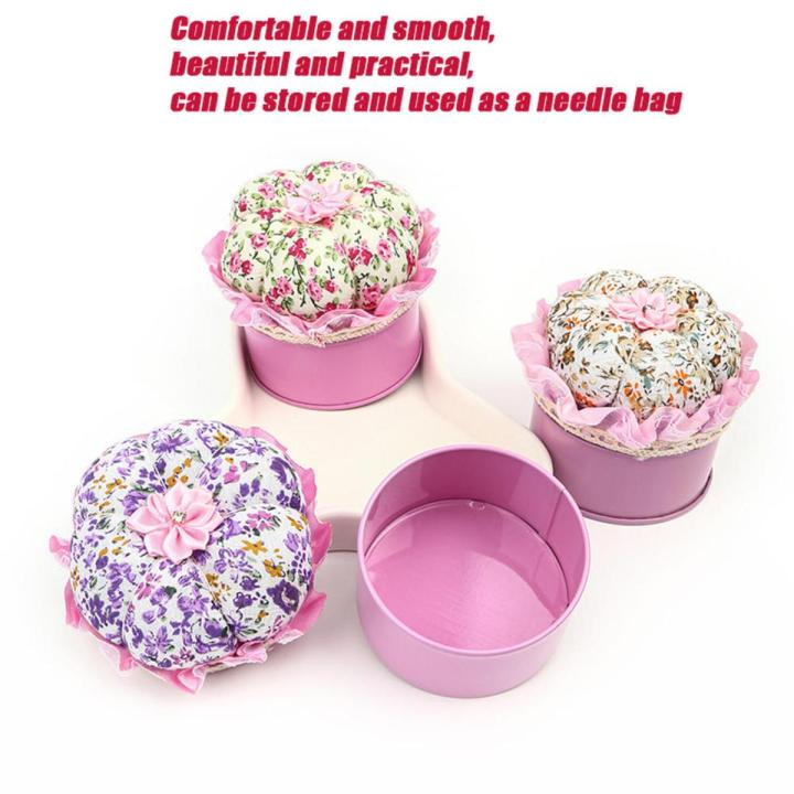 Pumpkin-shaped cross-stitch sewing box fabric needle storage iron box ...