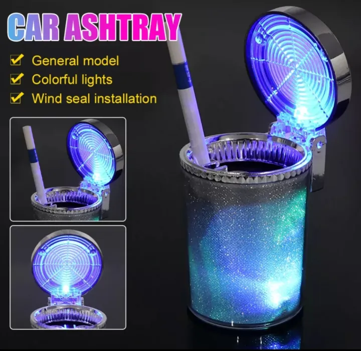 1 PC Car Ashtray with LED Light Flip Cover Luminous Ashtray | Daraz.com.bd