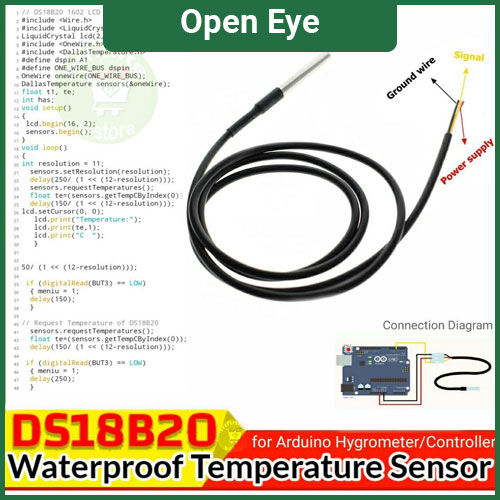 DS1820 Stainless steel package Waterproof DS18b20 temperature probe temperature sensor for made ...