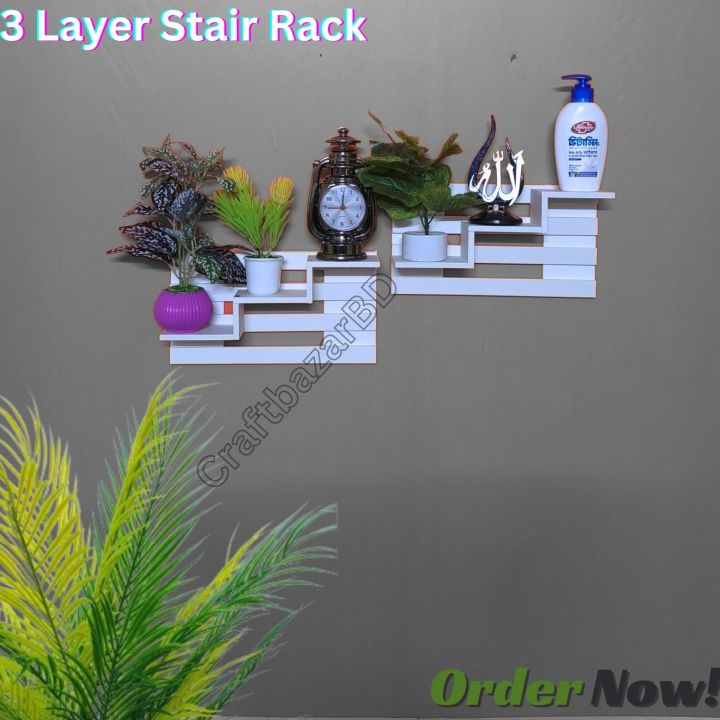 3 Layer Stair Rack Without Flower . Self adhesive Hand made craft items ...